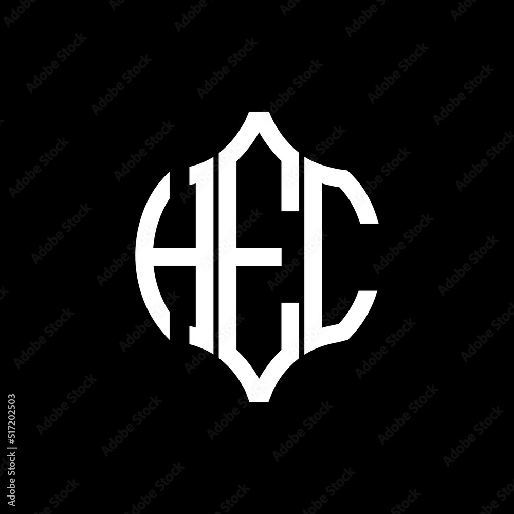 HEC letter logo. HEC best black background vector image. HEC Monogram ...