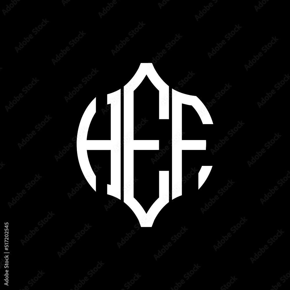 HEF letter logo. HEF best black background vector image. HEF Monogram ...