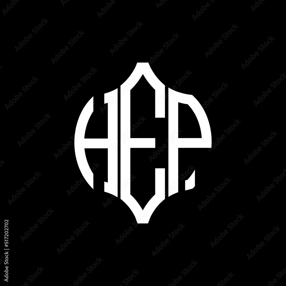 HEP letter logo. HEP best black background vector image. HEP Monogram ...