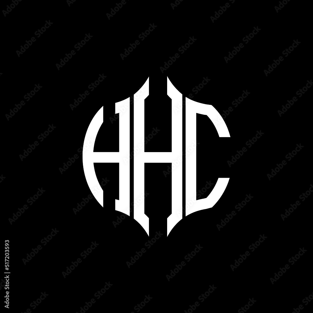HHC letter logo. HHC best black background vector image. HHC Monogram ...