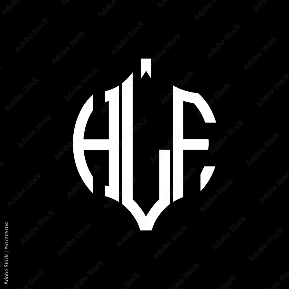 HLF letter logo. HLF best black background vector image. HLF Monogram ...