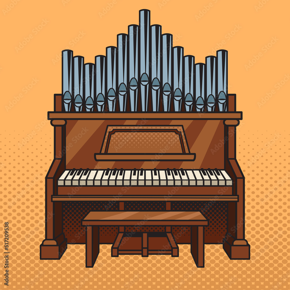 Pipe organ musical instrument pop art retro vector illustration. Comic ...