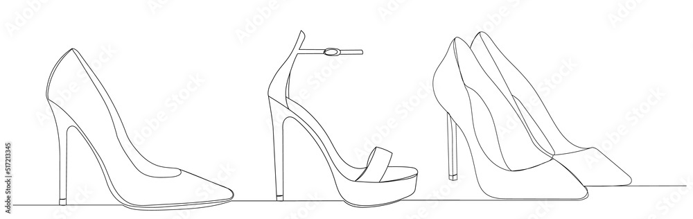 one continuous line drawing of women's shoes vector Stock Vector ...