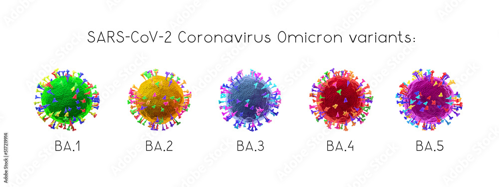 BA.1, BA.2, BA.3, BA.4, BA.5 - SARS-CoV-2 Covid-19 coronavirus o Stock ...