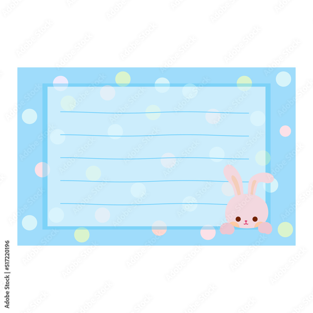 Cartoon cute little bunny rabbit sticky note. Memo, sticker, label ...