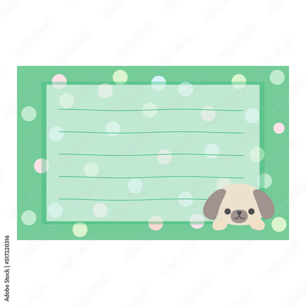 Cartoon cute little dog sticky note. Memo, sticker, label empty for ...