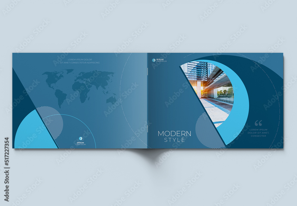 Landscape Cover Layout with Teal and Orange Dynamic Element Stock ...