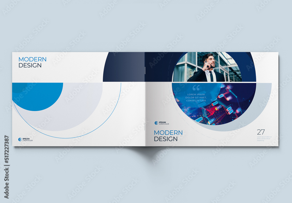 Landscape Cover Layout with Blue and Purple Circle Elements Stock ...