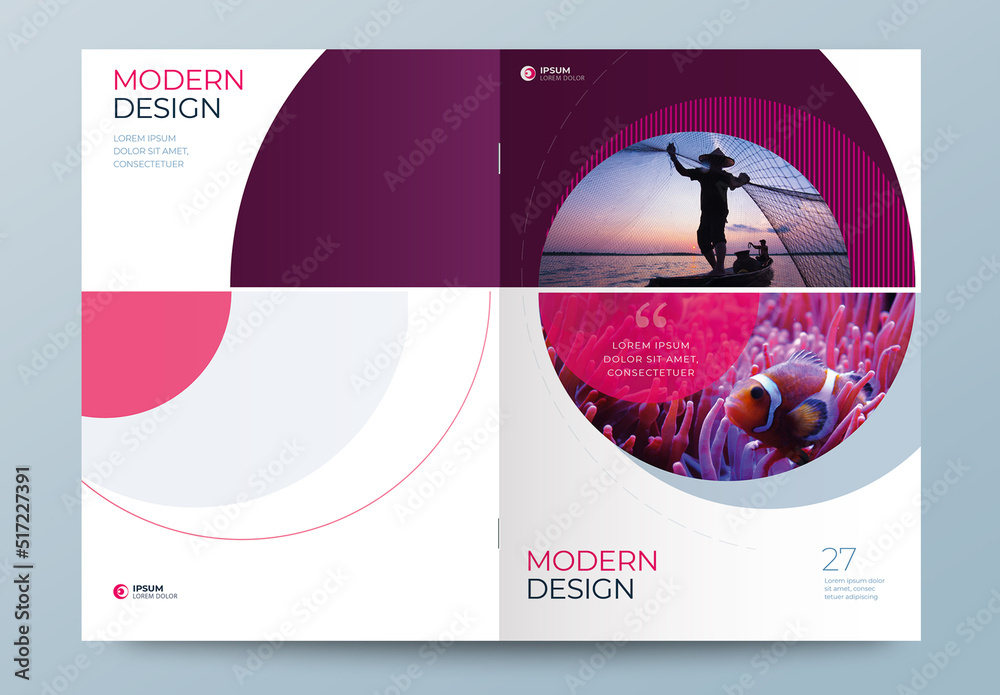 Cover Report Layout Set with Purple Circle Element Stock Template ...