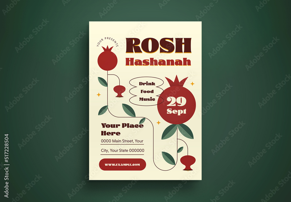Rosh Hashanah Flyer Layout Stock Template | Adobe Stock