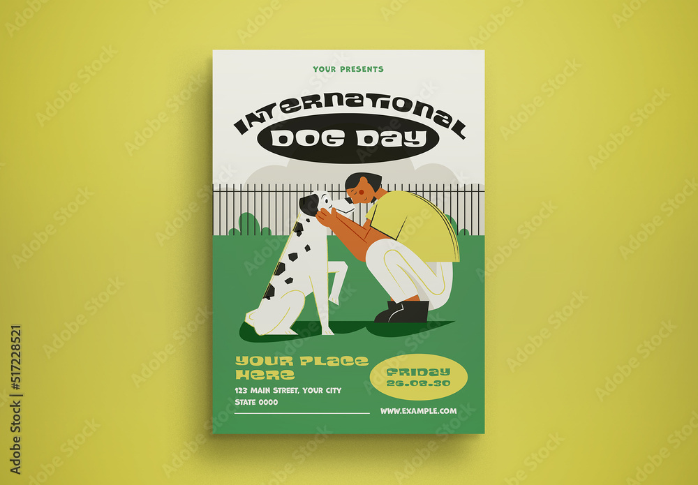 International Dog Day Flyer Layout Stock Template | Adobe Stock