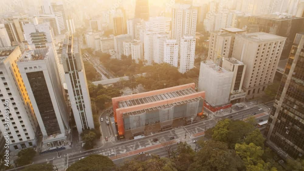 Aerial view of Avenida Paulista (Paulista Avenue) and MASP in Sao Paulo ...
