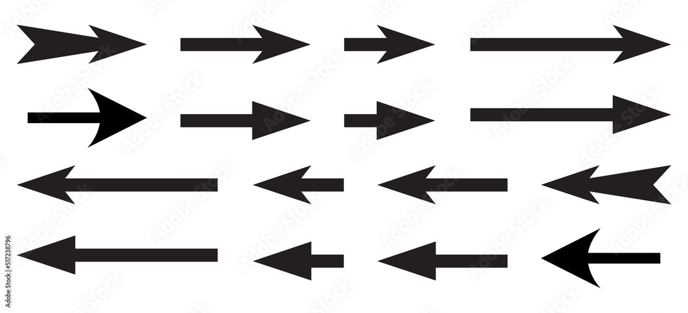 Vector Black Arrows Set on White Background. Arrow, Cursor and pointers ...