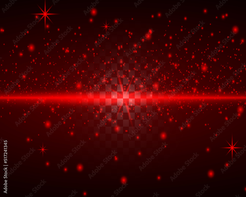 Background of red dust particles with light and explosion of stars on a ...