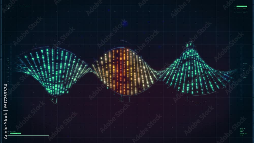 Microscopic scanner examining the virtual projection of the DNA helix ...