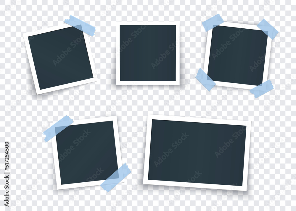 Photo frame collage in vintage style, paper pictures in different ...