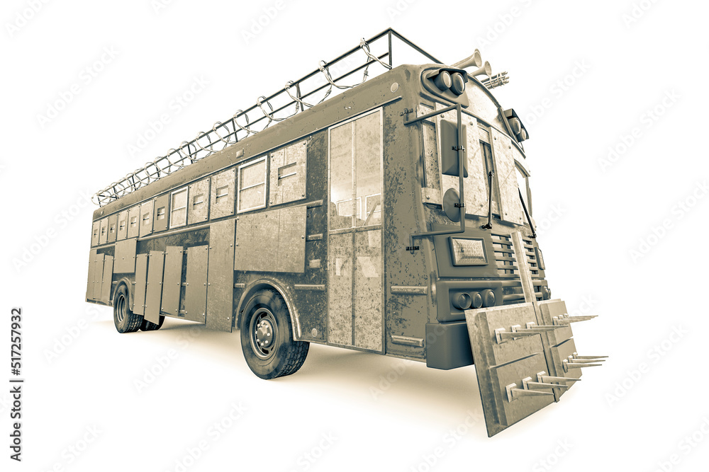 zombie bus in white background other side view Stock Illustration ...