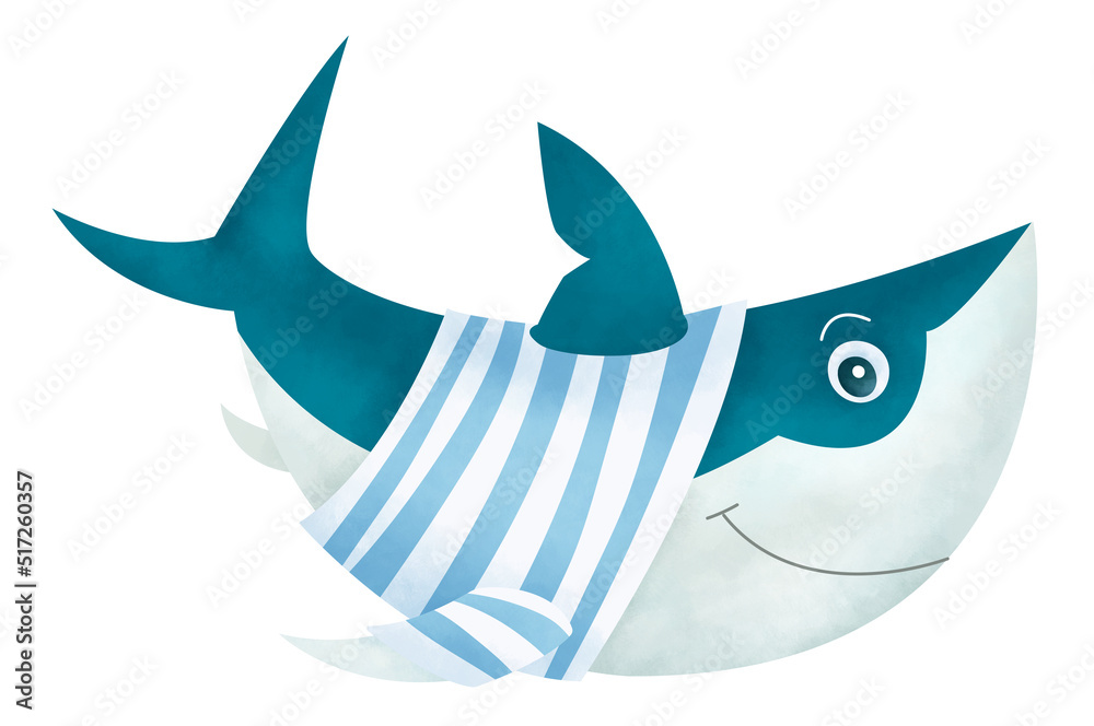 Baby sailor shark cartoon character clipart, funny fish animal, perfect ...