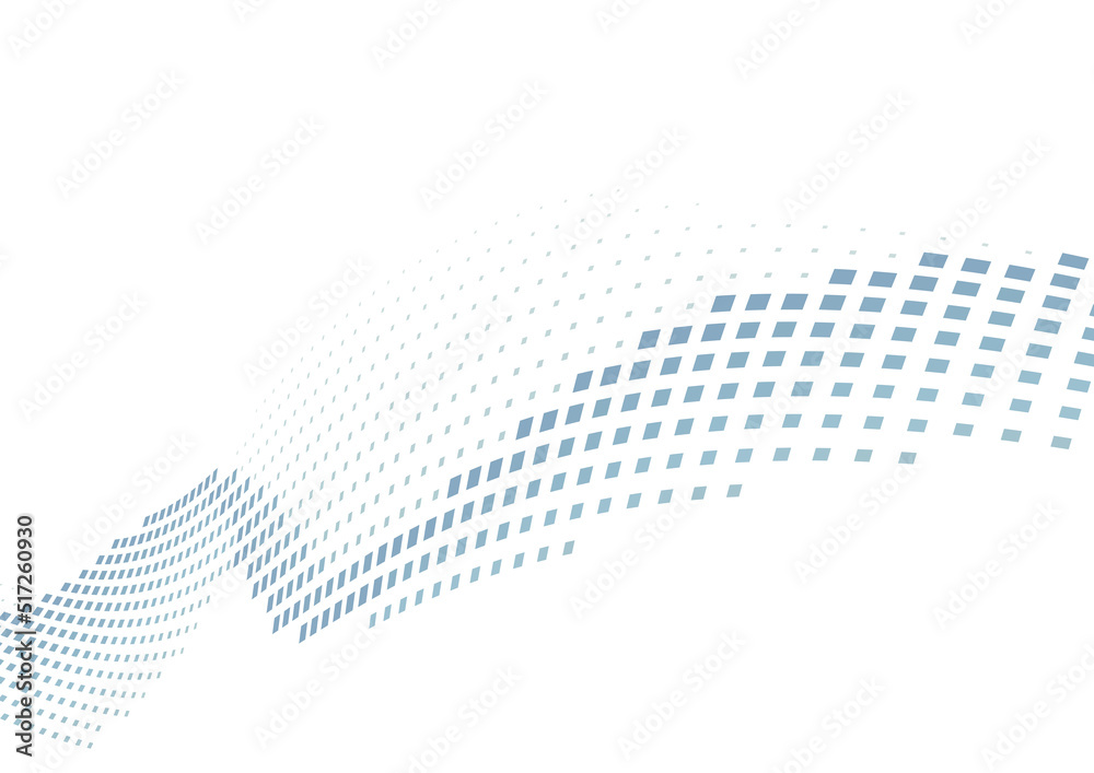 Curved dotted line by squares with halftone effect. Vector graphics ...