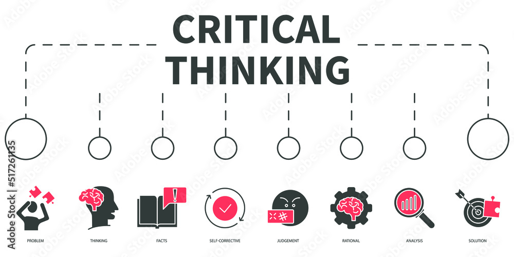 Critical thinking Vector Illustration concept. Banner with icons and ...