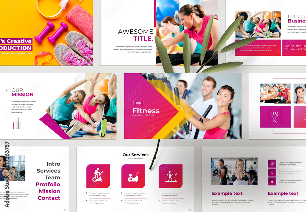 Gym and Fitness Presentation Layout Stock Template | Adobe Stock