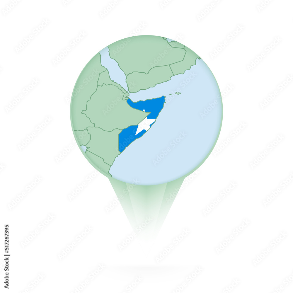 Somalia map, stylish location icon with Somalia map and flag. Stock ...
