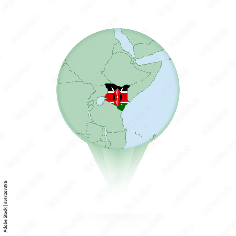 Kenya map, stylish location icon with Kenya map and flag. Stock Vector ...