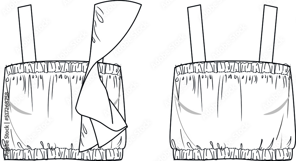 Vector sleeveless top with ruffles fashion CAD, woman tank top with ...