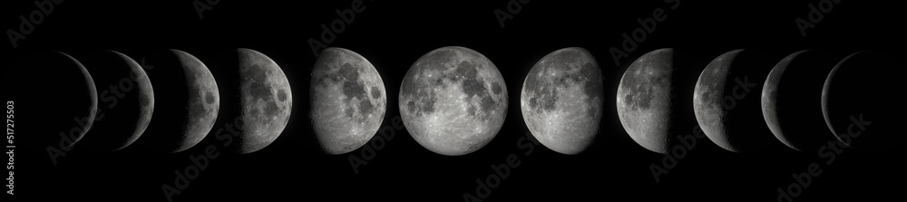 16K Ultra High Resolution Moon Phases. Photo realistic 3d render. Stock ...