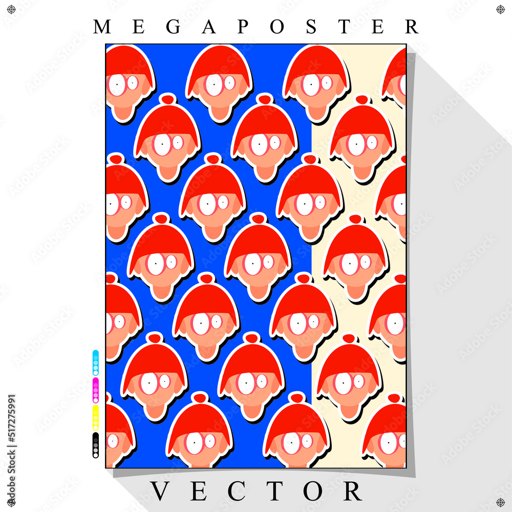 Desenho de personagens cómicos Coloridos em Vetor para Poster Stock ...