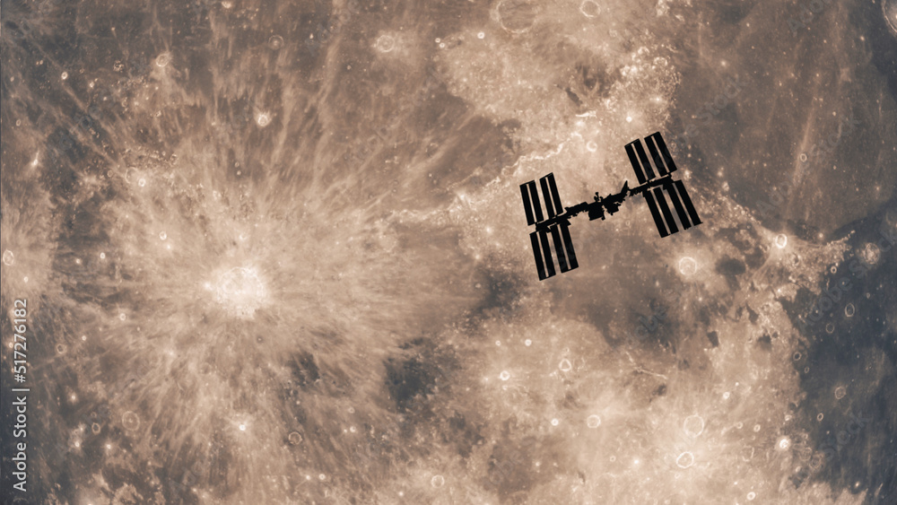 International Space Station passing in front of the moon. The ISS and ...