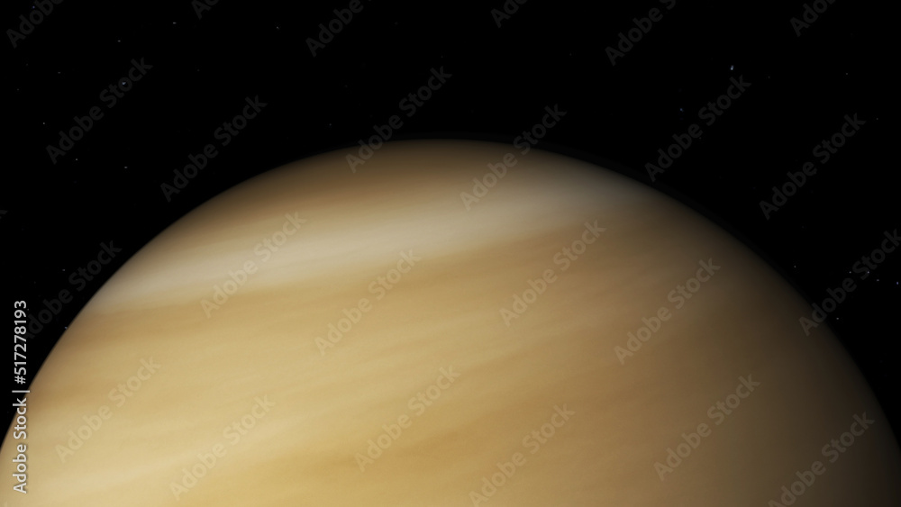 Hemisphere of Planet Venus. Realistic 3D render of Venus and stars ...
