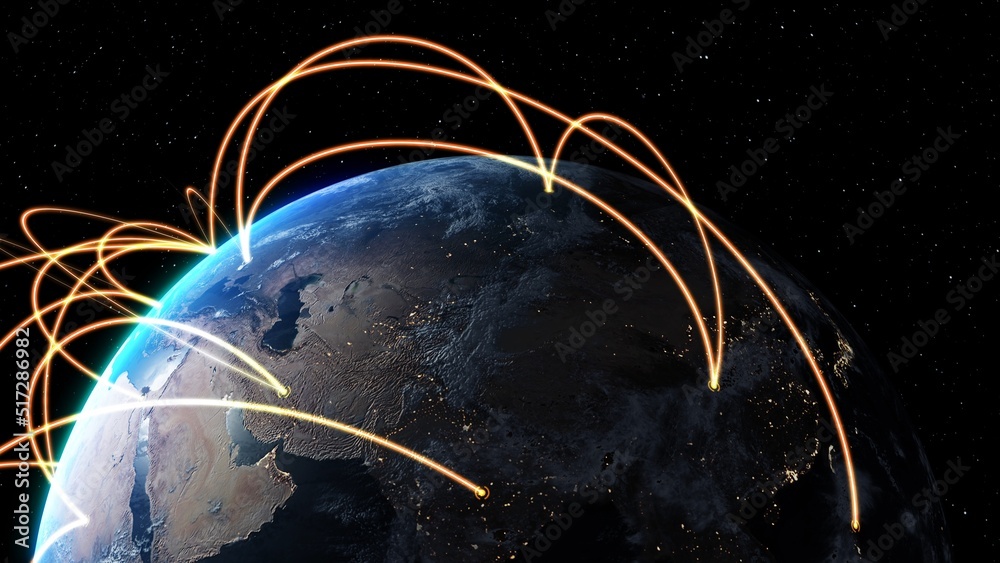 Global network and internet connection in orbital earth globe . Concept ...
