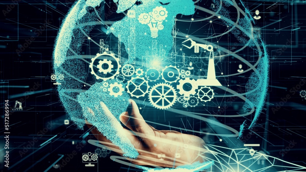Futuristic industry 4.0 and inventive mechanized engineering concept ...