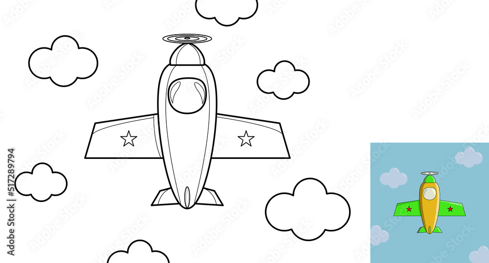 Coloring book. Cartoon Airplane for kids activity colouring pages ...