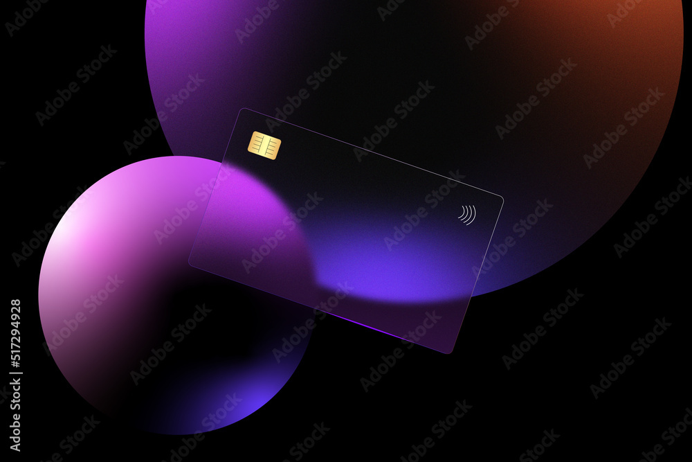 Luxury purple new credit card design in realistic glass morphism style ...