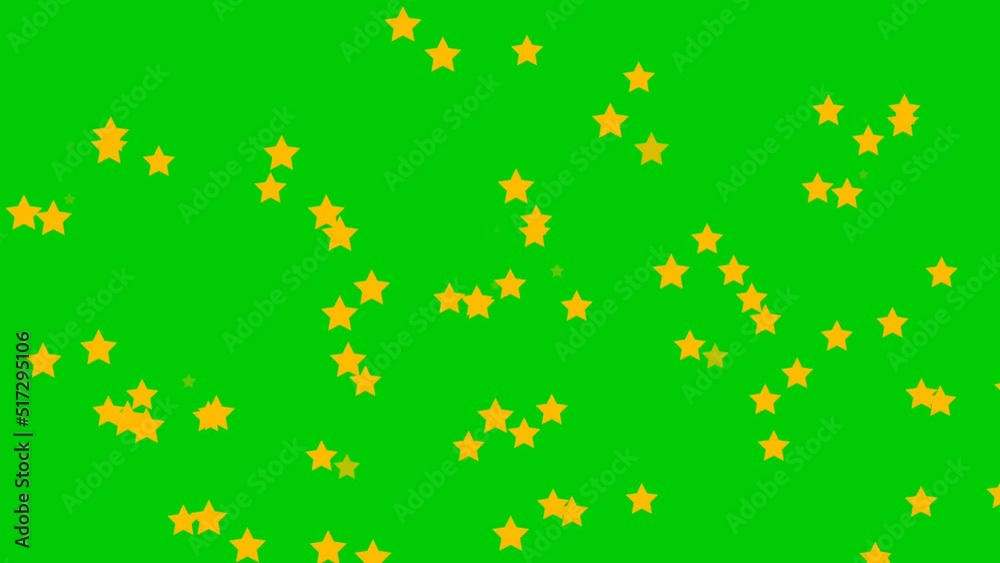 4K Star Cartoon animation on green screen. Animation Star Rain drop ...