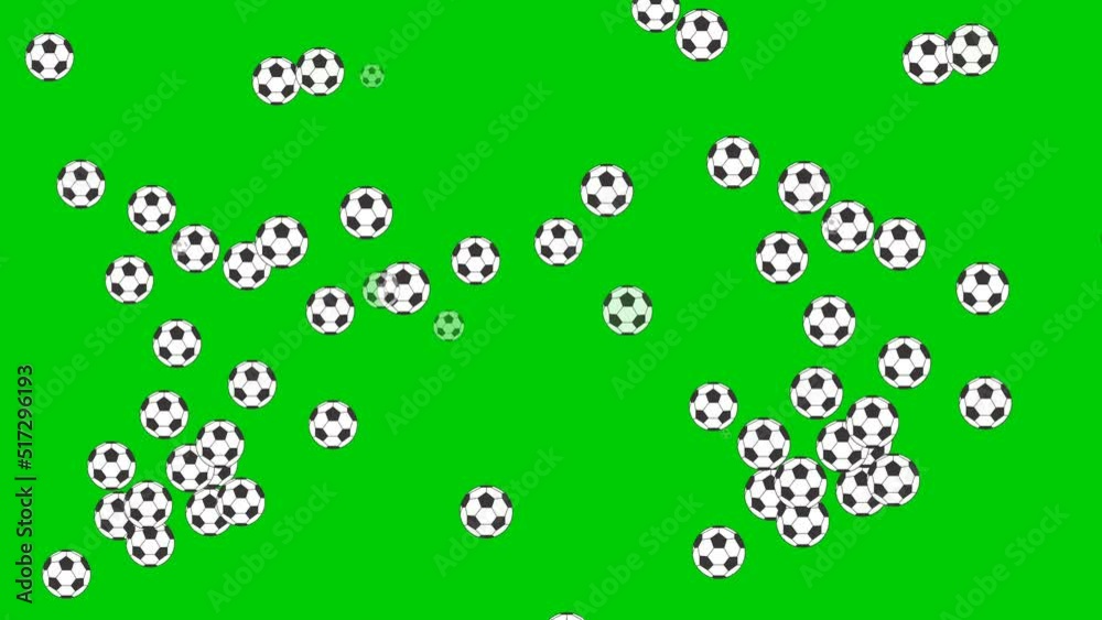 4K Rain football cartoon animation on green screen. Animation football ...
