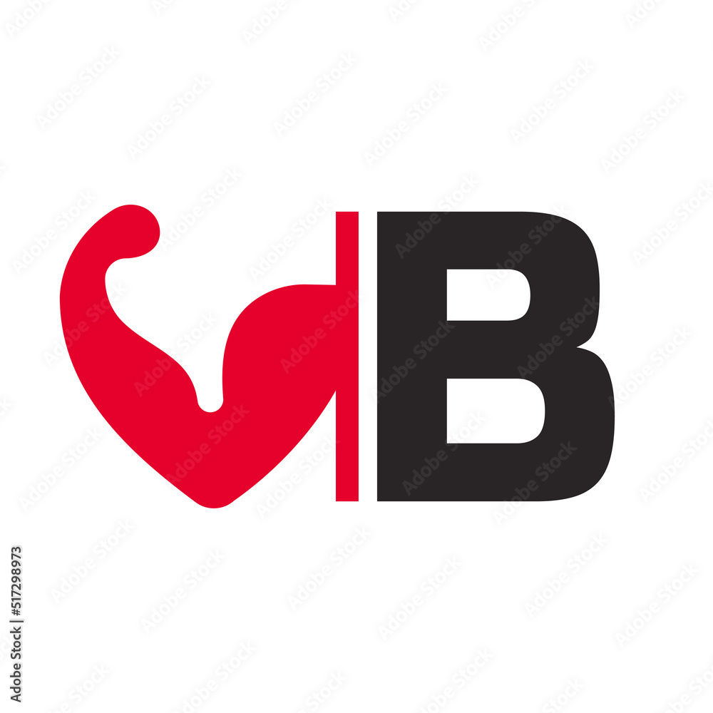 Letter B Fitness Logo Design. Healthy Arm Body Builder Logo Design ...