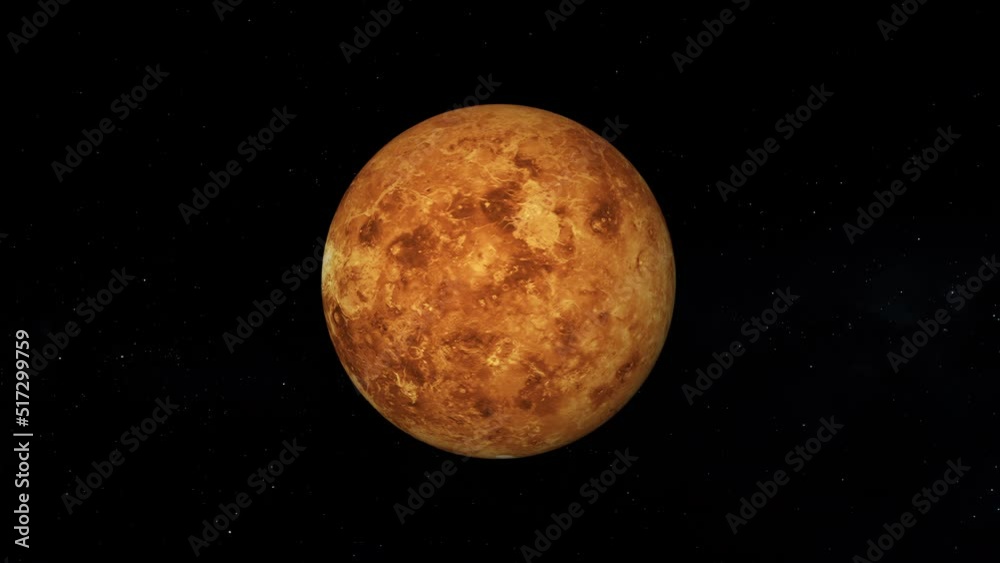 Venus in 360 degree rotation. Venus surface without clouds. Realistic ...