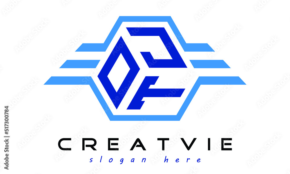OJT three letter geometrical wings logo design vector template ...