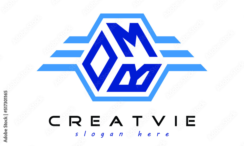 OMB three letter geometrical wings logo design vector template ...