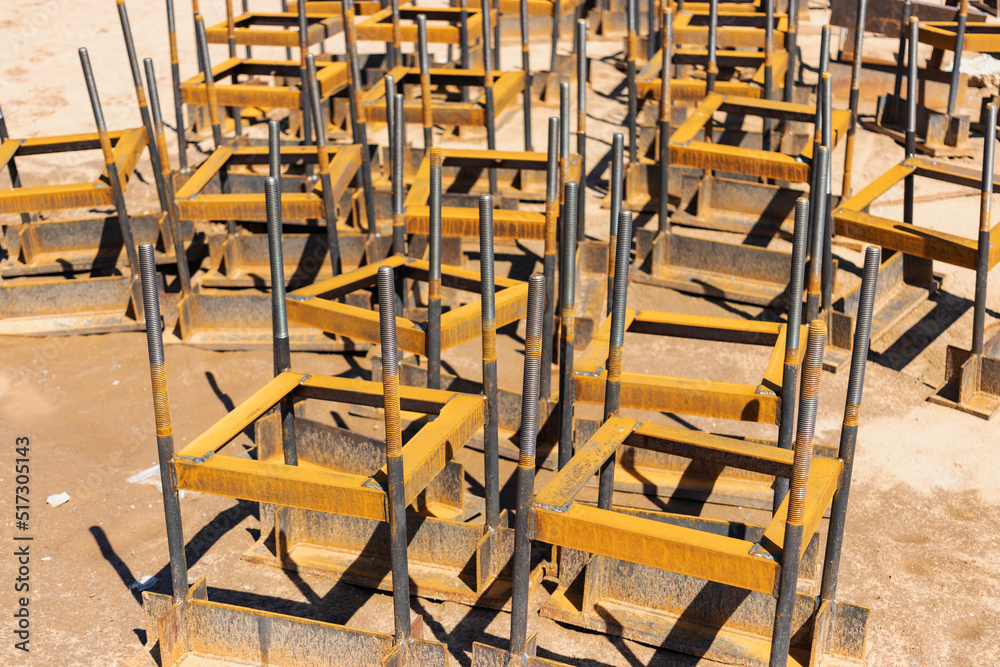 Building materials at a construction site. Prepared materials and ...