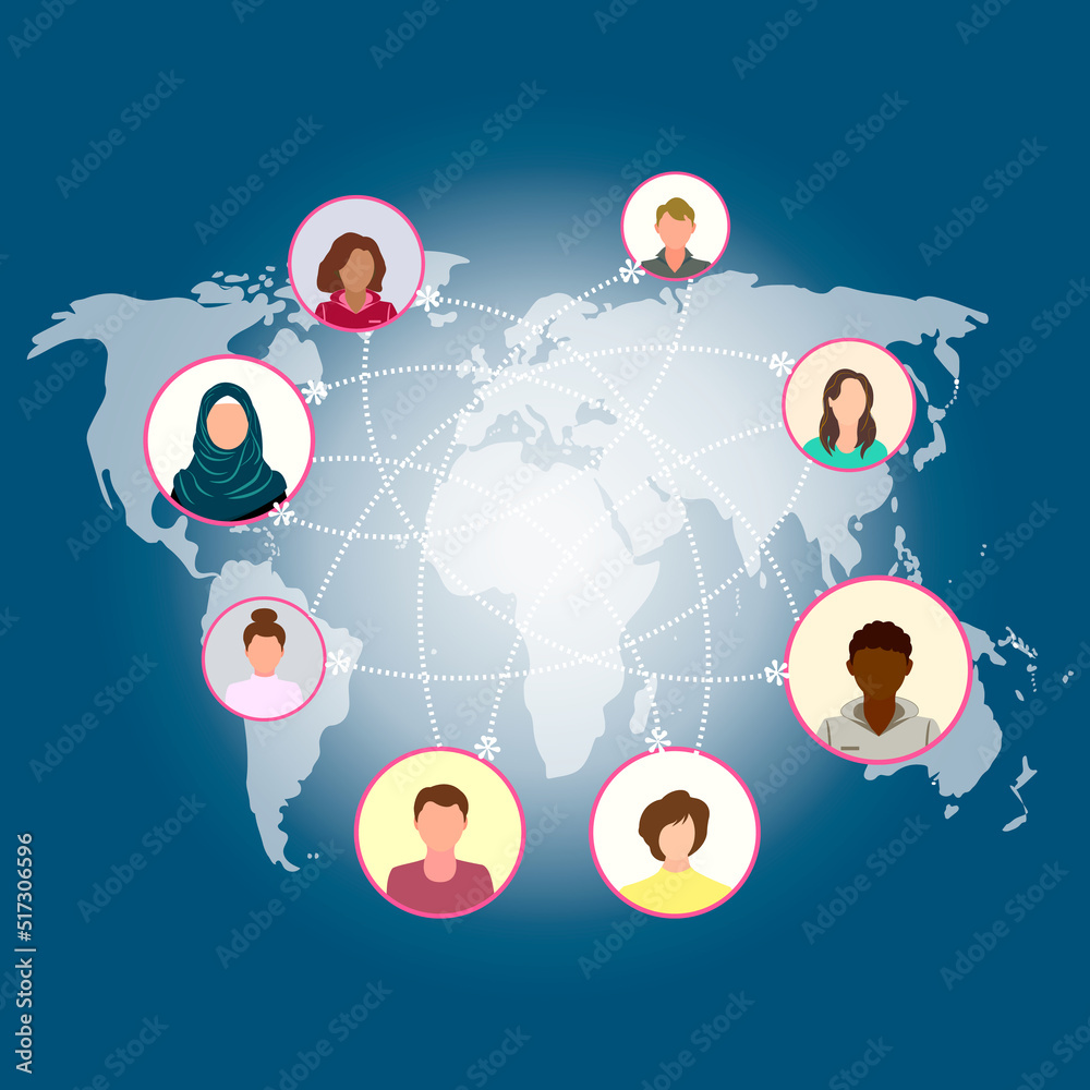 Global communication concept around the world, remote work. The diagram ...