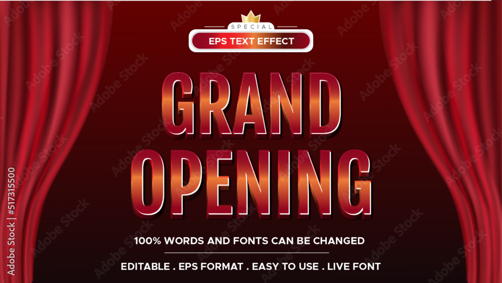 Text effects editable grand opening Stock Vector | Adobe Stock