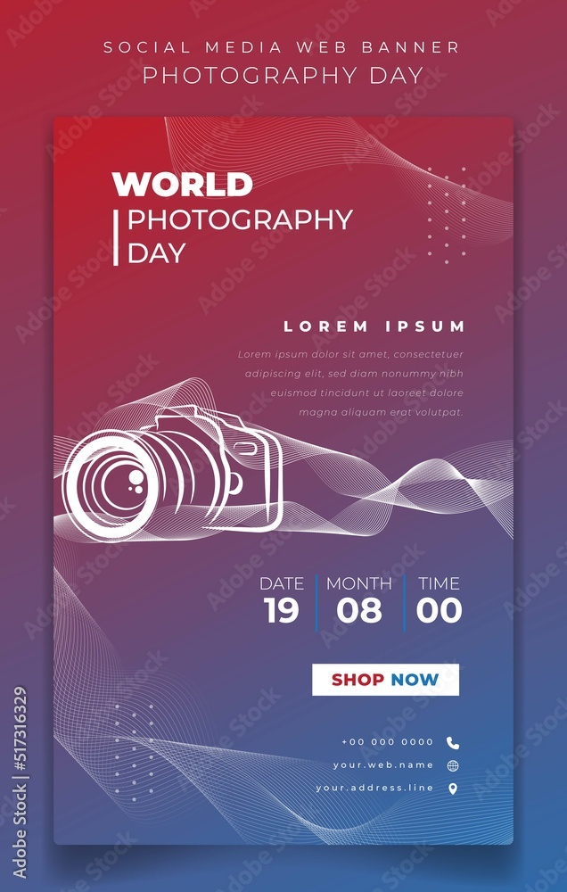 Banner template in portrait design with red and blue background for ...
