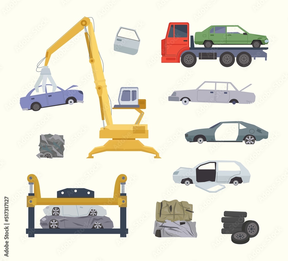 damaged cars. vehicle evacuation from road accident motor vehicle crush ...