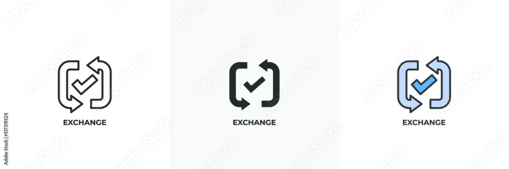 exchange icon. Line, solid and filled outline colorful version, outline ...