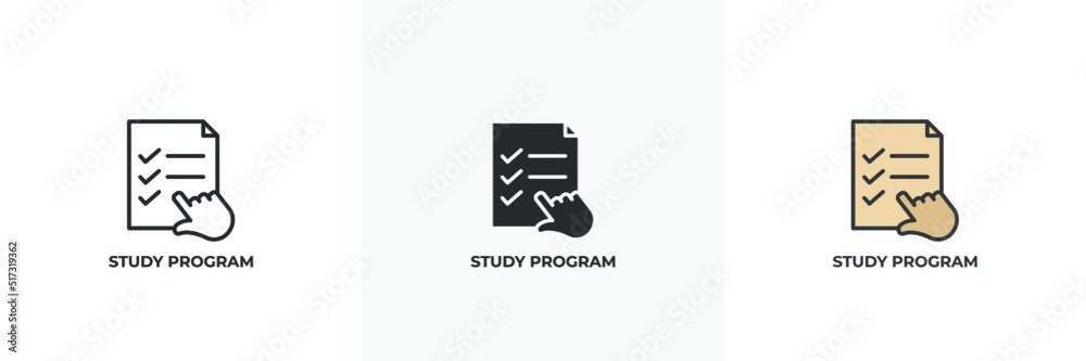 study program icon. Line, solid and filled outline colorful version ...