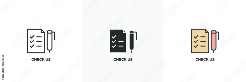 check us icon. Line, solid and filled outline colorful version, outline ...
